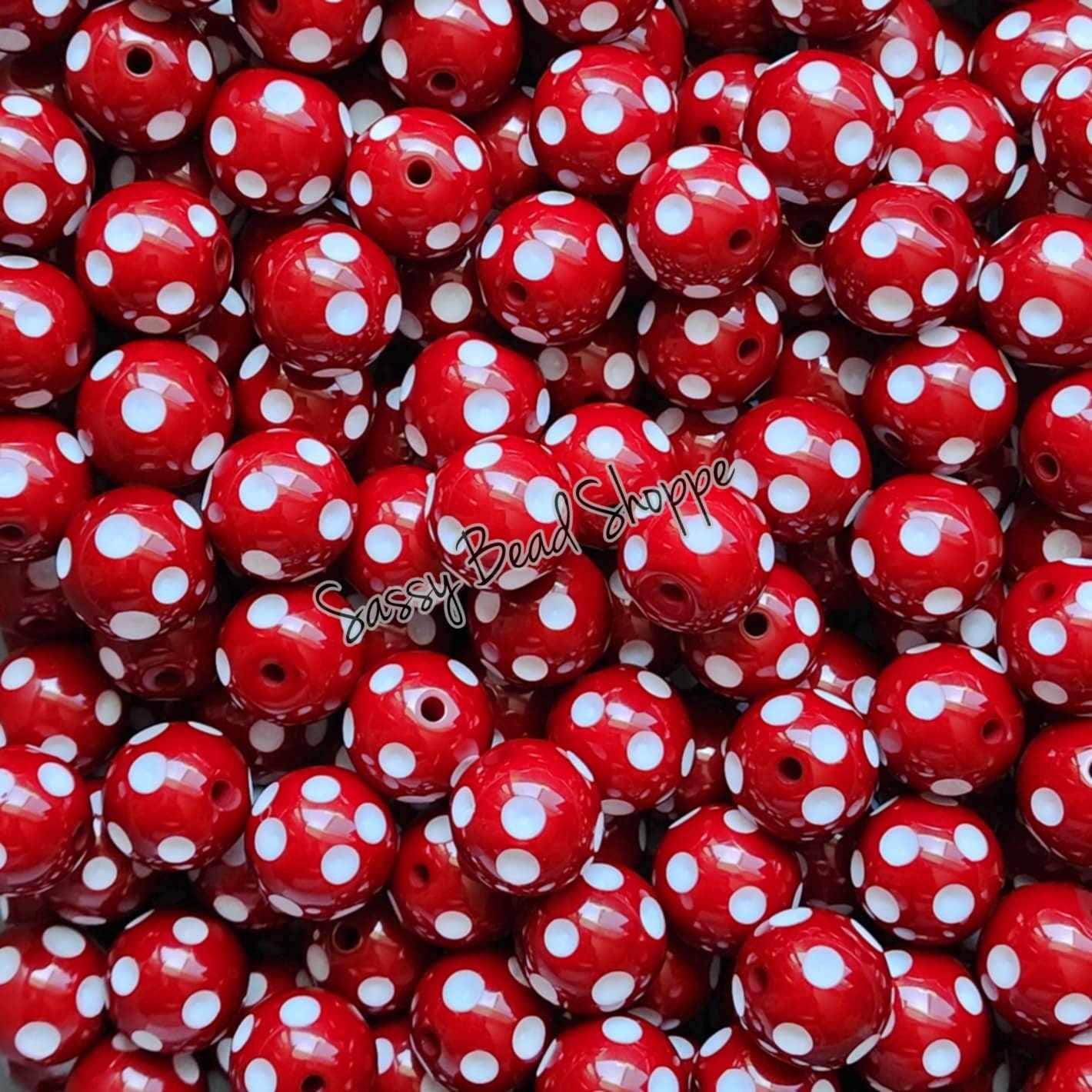 20MM Dark Red Polka Dot Chunky Bubblegum Beads – Sassy Bead Shoppe